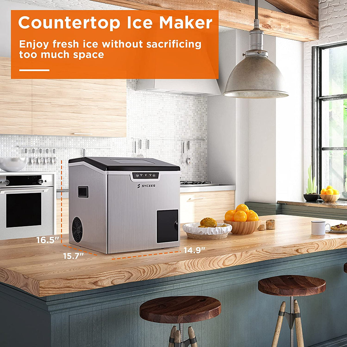 2-in-1 Countertop Ice Maker Machine & Ice Shaver - 44lbs/Day, 18 Ice C ...